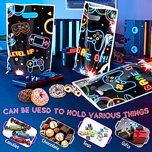 50Pcs Video Game Party Favor Bag Neon Video Game Party Bags Gaming Sweet Goody Candy Treat Bags Game on Theme Party Decor Plastic Gift Bag Birthday Snack Bag for Kids Birthday Party Supplies