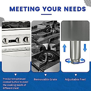 WMAOT 36" Commercial Range with 2 Burner 4.8 Cu.Ft Electric Oven 24" Griddle 35000 BTU Manual Natural Gas Range for Commercial Kitchen Restuarant Bar