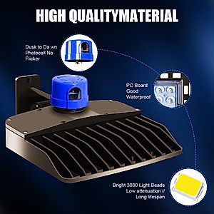 Juyace 150W led Parking lot Light Dusk to Dawn Outdoor Lighting Commercial Flood IP65 Waterproof 5000K Wall Mount 100-277V Shoe Box Street Yard Security Area（3 Pack