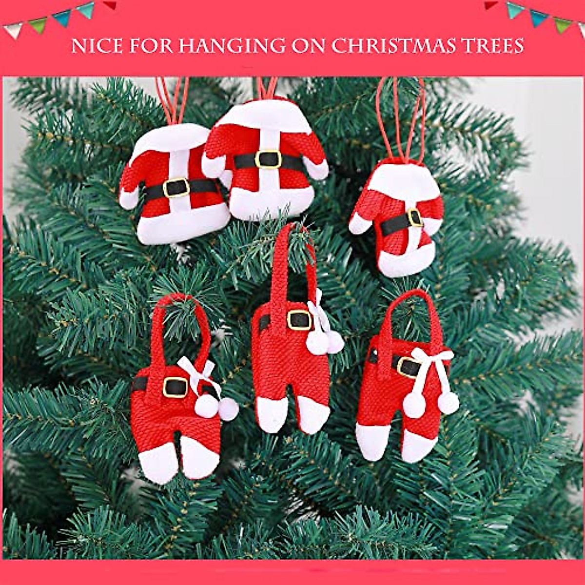 Warmstor 8 Pieces Christmas Santa Claus Silverware Holders Tableware Holder Knife Fork Pouch Bag for Xmas Tree, Restaurant Hotel Party Holiday Festival Celebration Table Decoration