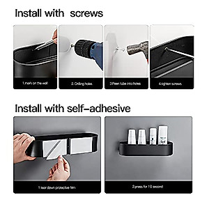 FINECHI Shower Caddy Shower Shelf for Bathroom Hanging Shower Caddy Rustproof No Drilling Adhesive Wall Mounted Bathroom Storage Shower Organizer Shampoo Holder (Matte Black)