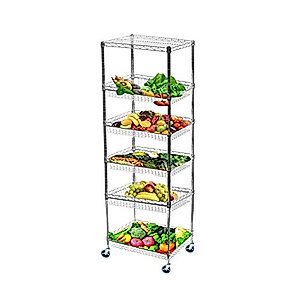 Omega 14" Deep x 48" Wide x 92" High 6 Tier Chrome Mobile Basket Unit