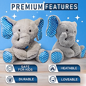 Lil Snuggers Warm and Snuggly, Lavender Scented Stuffed Animal, Elephant Male with Blue Accents