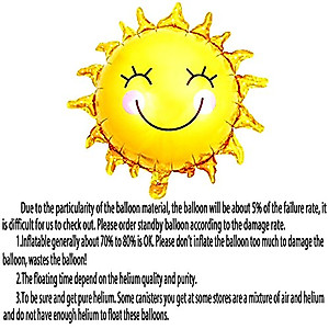 28 inch Summer Sun Smile Foil Mylar Balloons Helium Balloon You Are My Sunshine Baby Shower Birthday Party Wedding Decorations, 12pc