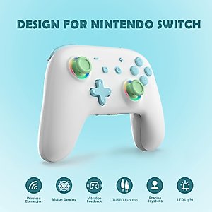 momen Switch Pro Controller, Bluetooth Wireless Gaming Controller for Nintendo Switch/Lite/OLED，Pink&White