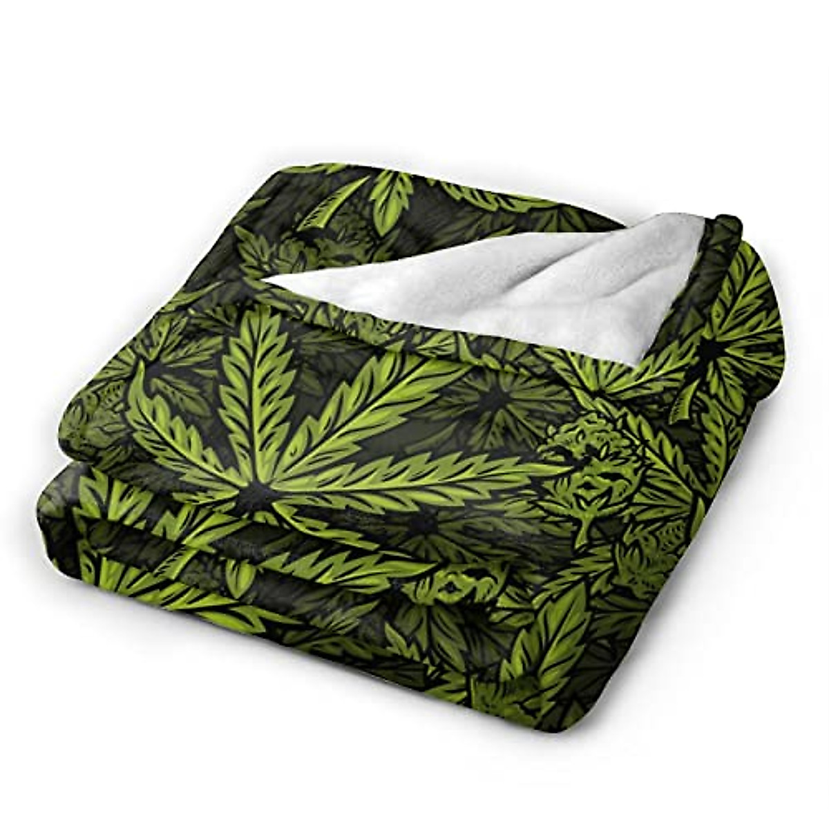 DICITNET Green Leaves of Weed Blanket Throw Blanket Lightweight Microfiber Blankets for Bed Couch Sofa Blanket Quilt 80"X60"