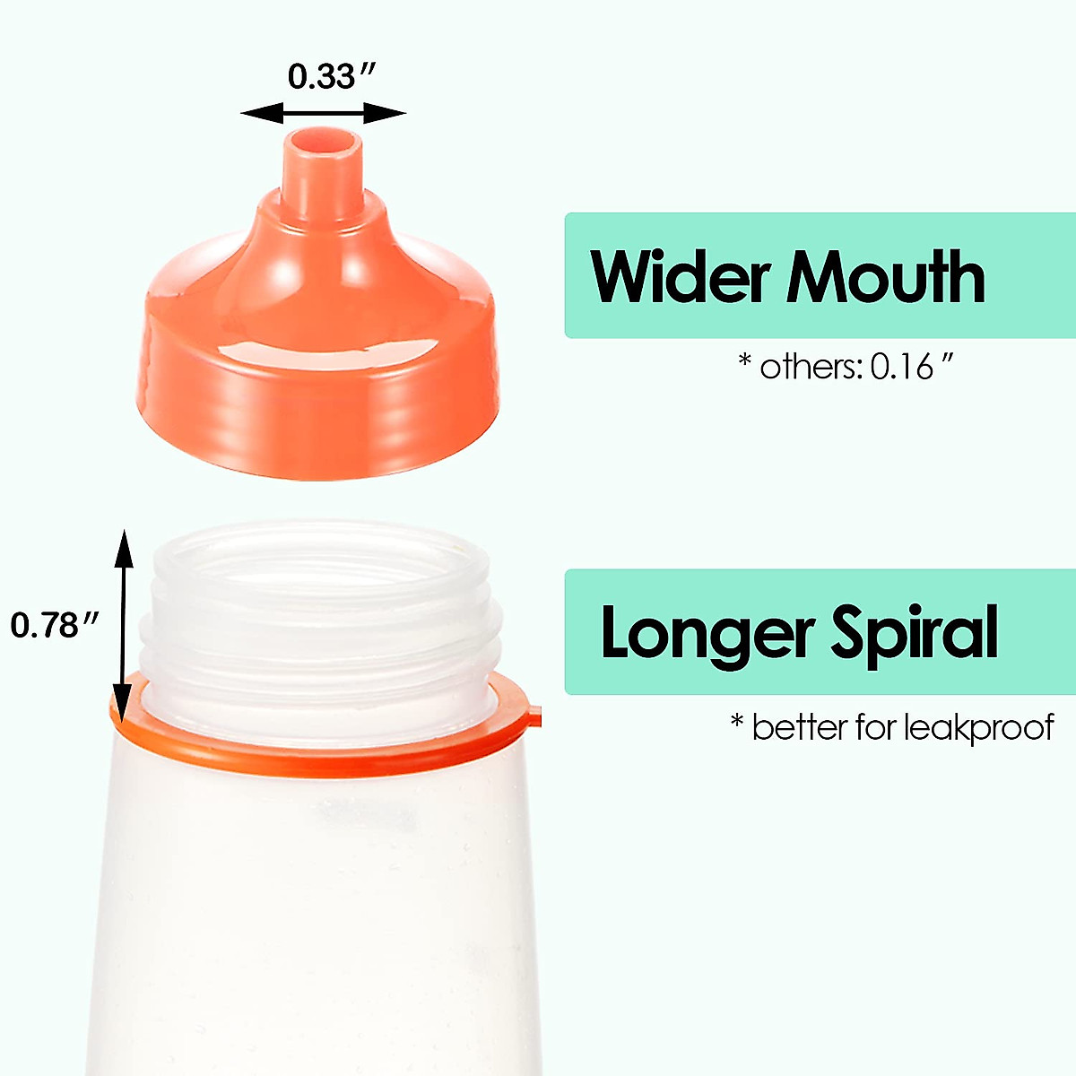 oiununo Squeeze Bottles Wide Mouth - Pack of 3 Condiment Bottle Squeeze BPA free for Chunky Sauces, Resin, Crafts, Condiment Squeeze Bottles 550 mL/19 oz. (Orange*3)