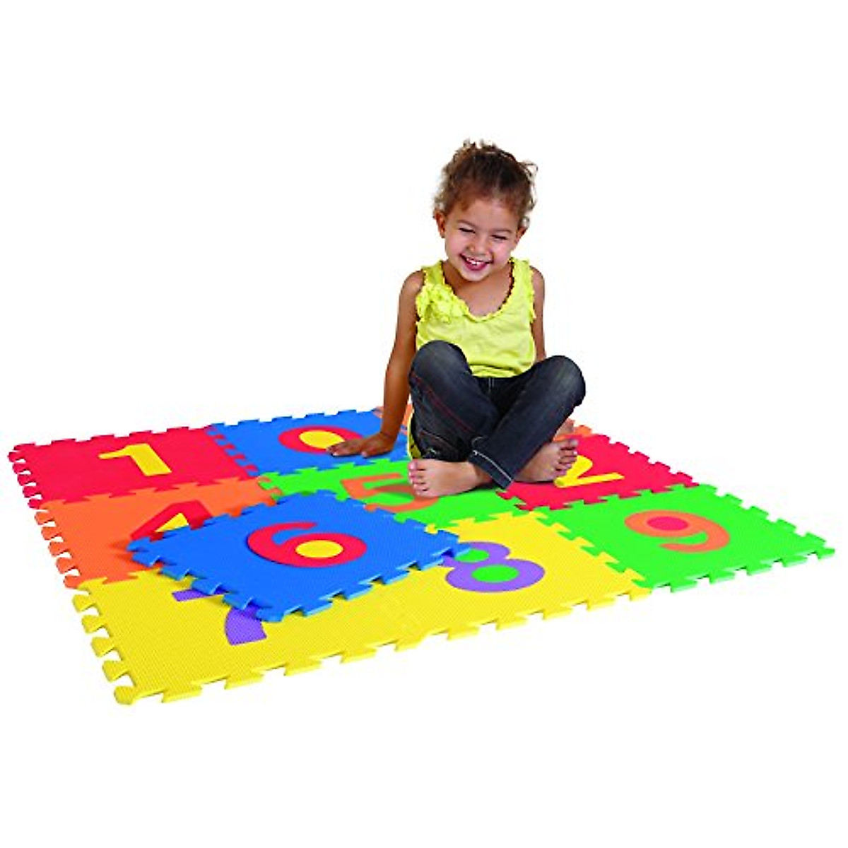 Kids Play Mat - Numbers And Animals Foam Floor Matt - 10 Interlocking Pieces To Develop Children's Motor Skills And Color Recognition