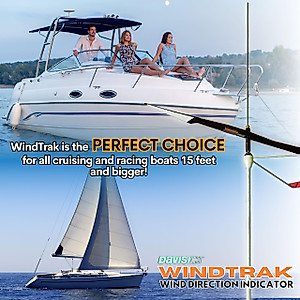 Davis WindTrak 15 Wind Vane Bundle for Sailing with J-Base Mount for Side, Top or Side Mounting (2 Items) - Wind Vane with Sapphire Jewel Suspension - Ideal Sailing Wind Indicator and Mount