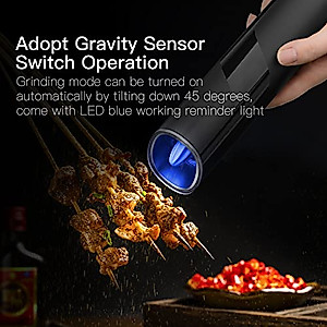 Electric Salt and Pepper Grinder Set Gravity Electric Pepper Grinder, Automatic & Electric Salt and Pepper Grinder, Pepper Mill Electric 1 Pack (Black)