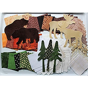 Autumn Table Runner Wall Hanging Kit - Fabric Charm Packs - 2.5-Inch Precut Fabric - Quilt Fabric - 100% Quilting Cotton - Quilting Fabrics - Cabin - Bear - Moose