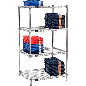 Nexel 24" x 30" x 63", 4 Tier Adjustable Wire Shelving Unit, NSF Listed Commercial Storage Rack, Chrome Finish, leveling feet