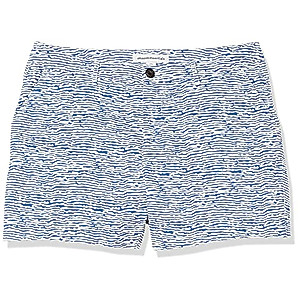 Amazon Essentials Women's 5 Inch Inseam Stretch Chino Short With Pockets (Available in Plus Size), Blue White Ripple Print, 22 Plus