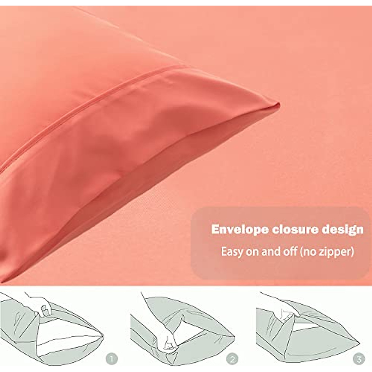 AYASW Pillowcases Standard Size Set of 2 Pieces Envelope Closure 1800 Double Brushed Microfiber Soft and Cozy Pillow Cases Set Wrinkle, Fade, Stain Resistant Coral 20x26 inches
