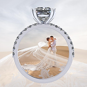 NANA Jewels Silver 8mm (3ct) Princess Cut Pure Brilliance Zirconia Solitaire w/sides Engagement Ring-Rhodium Plated-Size 7