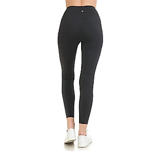 Leggings Depot High Waist 7/8 Leggings Workout Yoga Pants with Pockets (Black, Medium)