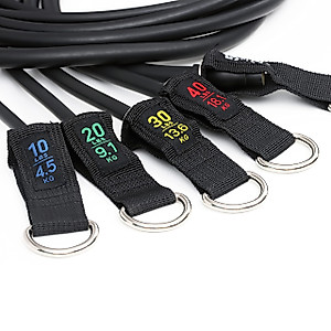 Sunny Health & Fitness Premium Resistance Band Set with Door Anchors, Wrist Straps, Handles & Carry Bag – Exercise Stretch Bands for Strength Training, Muscle Recovery, Yoga and More - NO. 089-COMBO