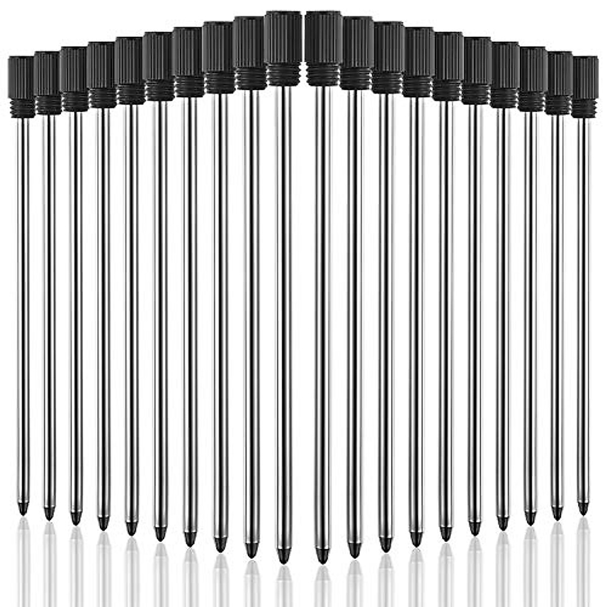 TecUnite 2.75 Inch Ballpoint Pen Refills for Diamond Crystal Stylus Pens and Ballpoint Pens with Black Velvet Bag, 20 Pieces (Black Refill)
