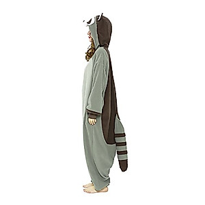 SAZAC Raccoon Kigurumi - Onesie Jumpsuit Halloween Costume Gray