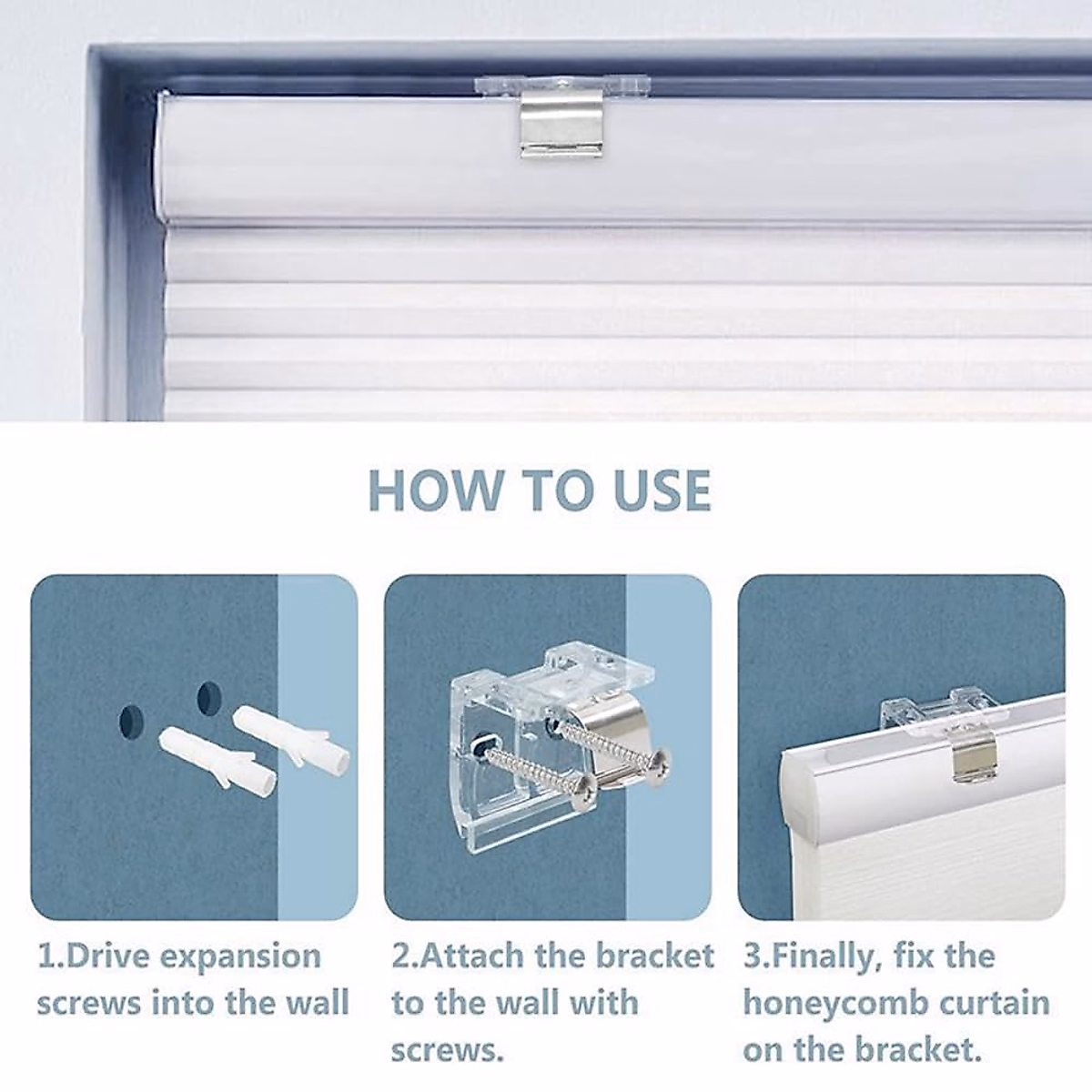 homfanseec 4pcs Cordless Shade Bracket, Mounting Bracket with Metal Clip, Mini Mounting Bracket Clips for 1" (25MM) Pleated Shades Cordless Blinds Headrail & Cordless Honeycomb Cellular(as Shown)