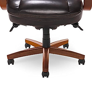 La-Z-Boy Trafford Big and Tall Executive Office Chair with AIR Technology, High Back Ergonomic Lumbar Support, Bonded Leather, Brown