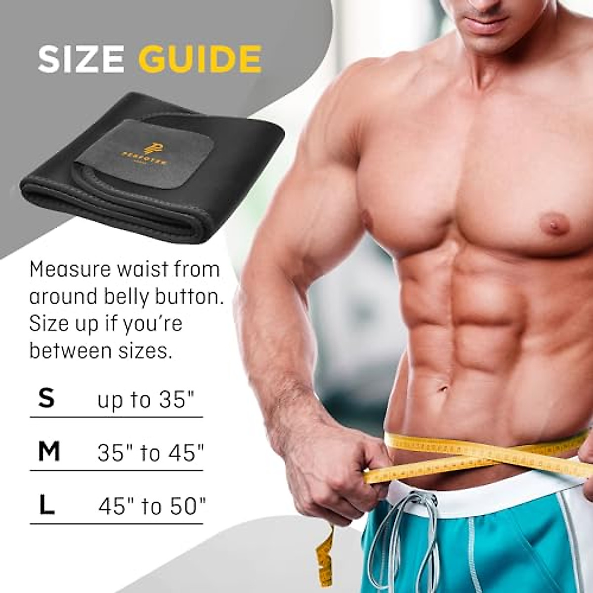 Perfotek Waist Trimmer Belt for Women Waist Trainer Sauna Belt Tummy Toner Low Back and Lumbar Support with Sauna Suit Effect (Large Black)