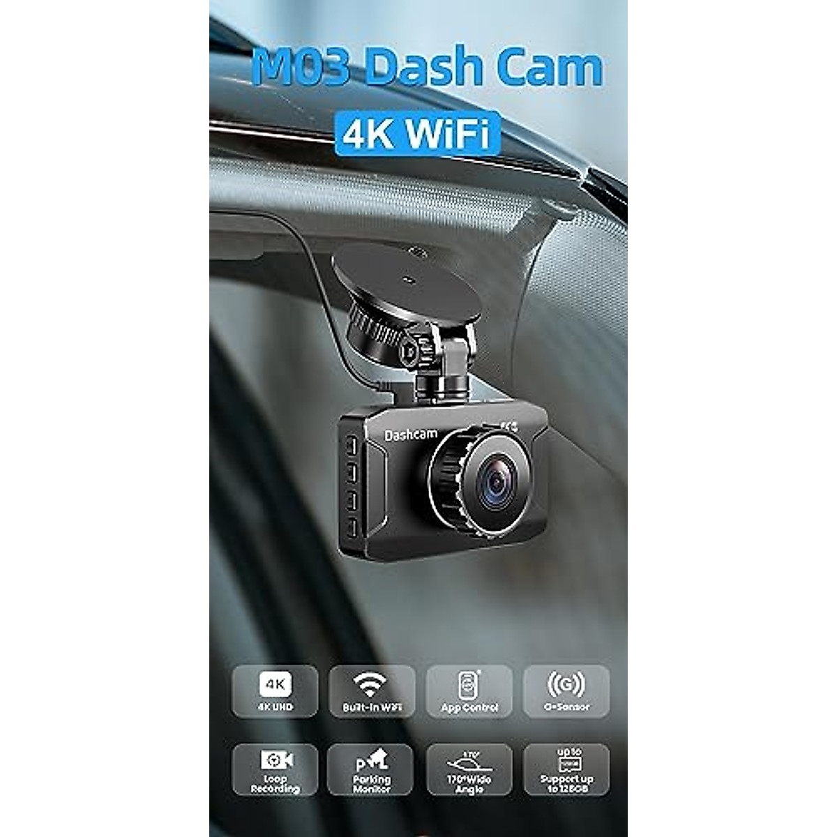 4K Dash Cam Front Built-in WiFi, WANLIPO Dash Camera for Cars with 3" IPS Screen, Car Camera with 64GB SD Card, 2160P Dashcam for Cars with App Control, G-Sensor, Loop Recording,24H Parking Monitor