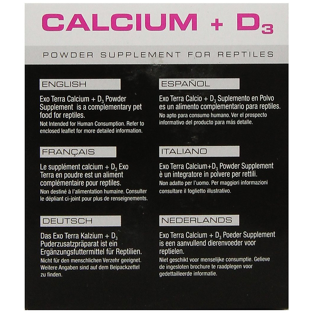 Exo Terra Calcium + D3 Powder: Ultra-fine, Phosphorus Free Formula Boosts Bone Health & Calcium Absorption Ideal for Insects, Fruits & Veggies 15.9 oz.