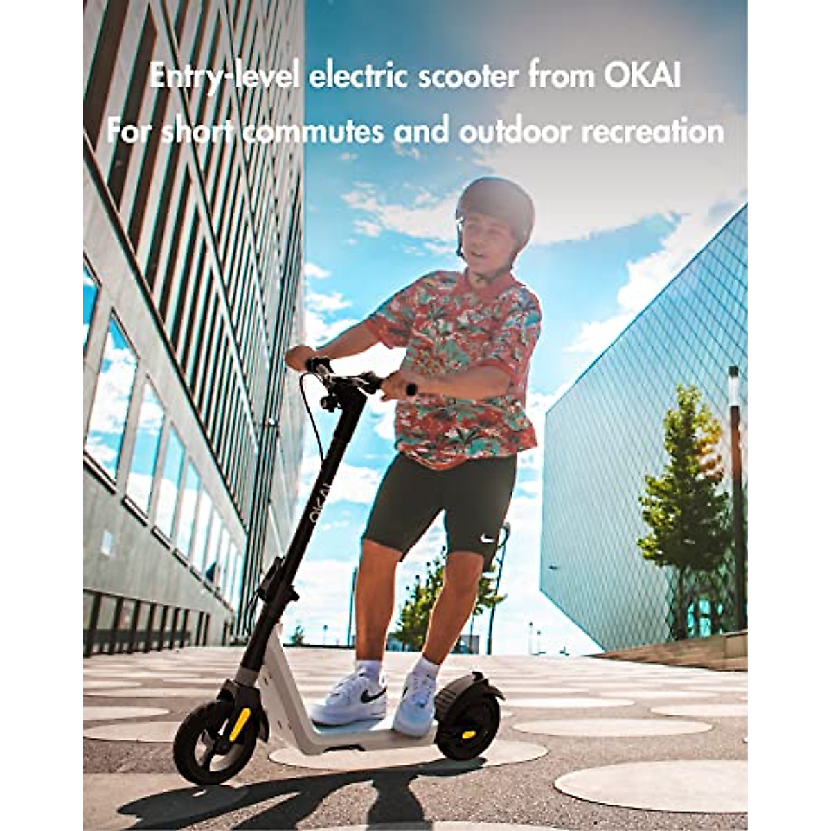 OKAI ES50B Electric Scooter | Entry-Level E Scooter - 12.4 Miles Range | 15.5mph Top Speed - Lightweight and Foldable Electric Kick Scooter for Teens, Adults & Kids