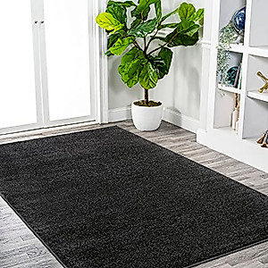 JONATHAN Y SEU100I-4 Haze Solid Low-Pile Indoor Area-Rug Casual Contemporary Solid Traditional Easy-Cleaning Bedroom Kitchen Living Room Non Shedding, 4 ft x 6 ft, Black