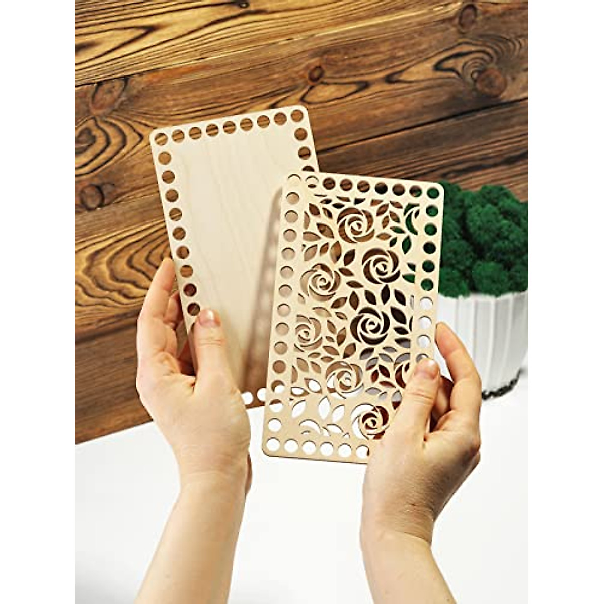 Premium Baltic birch plywood Rectangle Wooden Basket Bottoms and lids set, solid wooden base for DIY Crochet