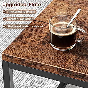 2-Tier Industrial Rectangle Rustic Coffee Table for Living Room Small Spaces, Living Room Center Table with Storage Shelf and Stable Metal Simple Modern Open Design, Easy Assembly, Adjustable Feet