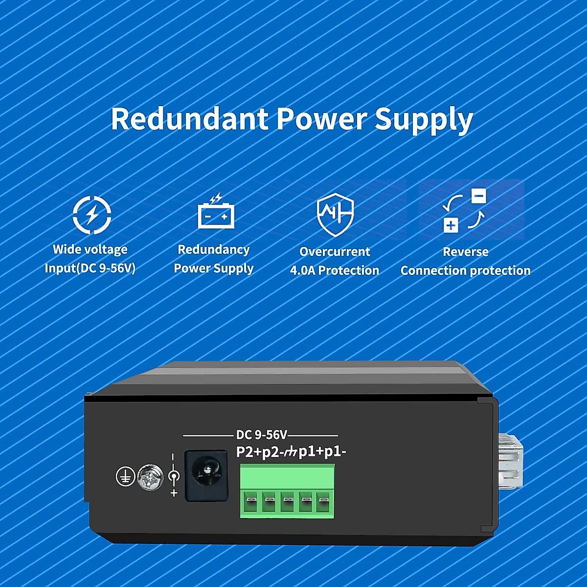 4-Port Hardened Industrial Gigabit 2+ Managed DIN-Rail Switch, 4x10/100/1000 Base-TX +2x1000Base-FX SFP 6X, Network Ethernet Gigabit Not with PoE+ Switch