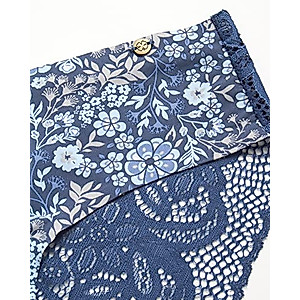 Lucky Brand Women's Underwear - Microfiber Lace Hipster Briefs (3 Pack), Size Large, Indigo/Blue/Silver Scone