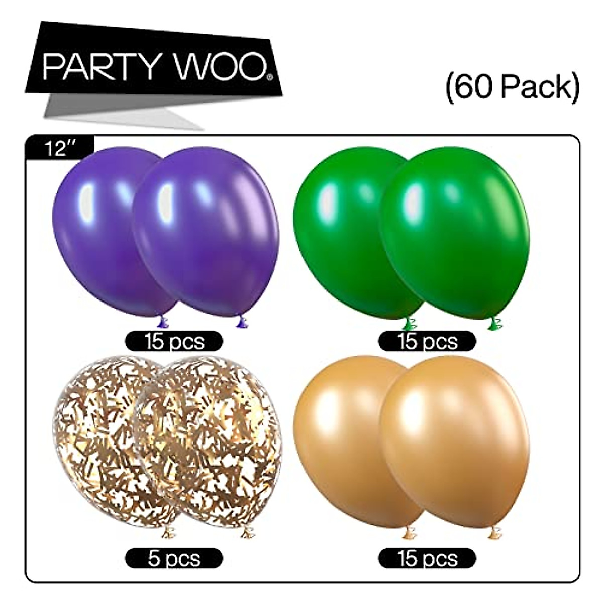 PartyWoo Purple Green Gold Balloons 50 pcs and Gold Foil Balloons 6 pcs