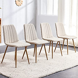 UZUGUL Dining Chairs Set of 4,Modern Dining Room Chairs,Kitchen Chairs with Upholstered Cushion Seat and Metal Legs for Home Kitchen Restaurant (Light Beige)