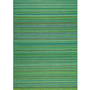 Tayse Pembrokepines Green Reversible Plastic Straw Outdoor Patio Rug 9x12 for Patios Garden Picnic Camping Mats Waterproof and Washable