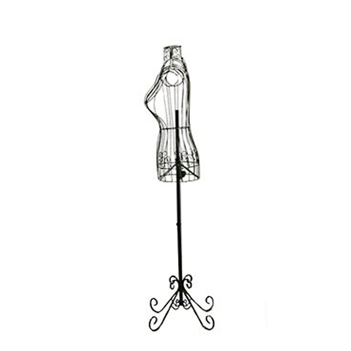 Adjustable- Mannequin Dress Form Female Black Steel Wire 32"22"32" on Decorative Stand (0004 Black)