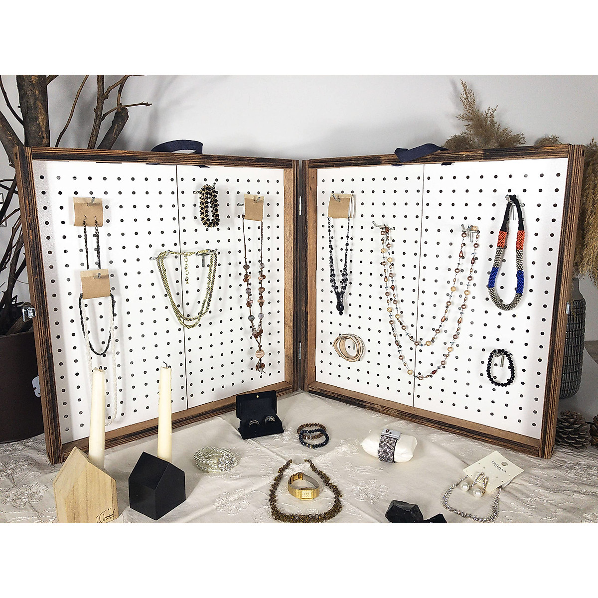 Unroofed&Sky Portable Pegboard Display Stand for Craft Shows - Paparazzi Jewelry Display White