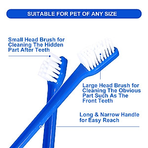 Newday 50 Pieces Double-Headed Dog Cat Pet Toothbrush, Super Soft Bristles Oral Care Teeth, pet Tooth Brush for Dogs, Dog toothbrushes in Bulk Individual polybag (Blue)
