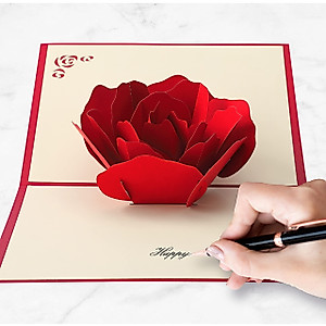 VUDECO Rose 3D Pop Up Happy Birthday Card Women Men Kid With Envelope Anniversary Card Wife Husband, Mothers Day Card Mom Greeting Card Wedding Thank You Card Thinking You Card Valentine Day Card