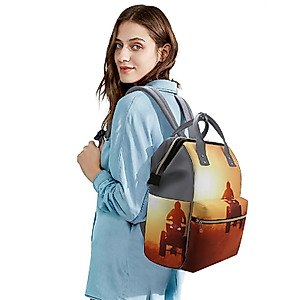 Silhouette ATV Jump Diaper Bag Backpack Large Capacity Mommy Bags Multifunction Nappy Bag Travel Back Pack Gray-Style