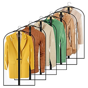 MISSLO All Clear Garment Bags for Hanging Clothes 40" Suit Bags for Closet Storage Plastic Clothes Covers for Shirts, Jackets, Coats, 6 Packs
