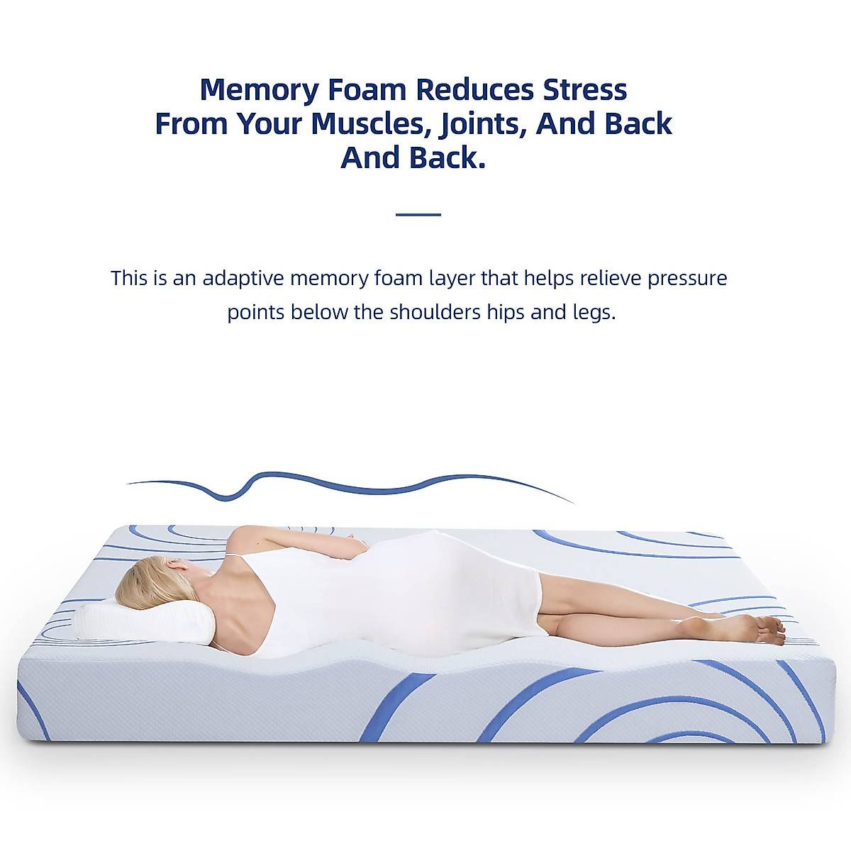 TMEOSK Queen Size Mattress, 8 inch Gel Memory Foam Mattress, Bamboo Charcoal Infused, Cooling Mattress for Pressure Relief with Fiberglass Free Cover, Medium Firm, CertiPUR-US Certified(Queen)