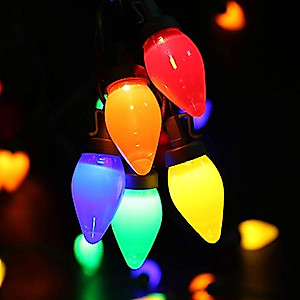 HAYATA C7 Bulbs Christmas Lights 50 LED 24ft Strawberry String Light - Fairy Lighting for Outdoor, Indoor, Garden, Yard, Party, Home, Wreath, Garland, Christmas Tree Decorations (Multi Color)