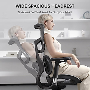 SIHOO Doro S100 Ergonomic Office Chair - with Dual Dynamic Lumbar Support, 5-Level Adjustable Backrest, 4D Coordinated Armrests, 135-degree Max. Recline Angle, Suitable for Home Office (Black)