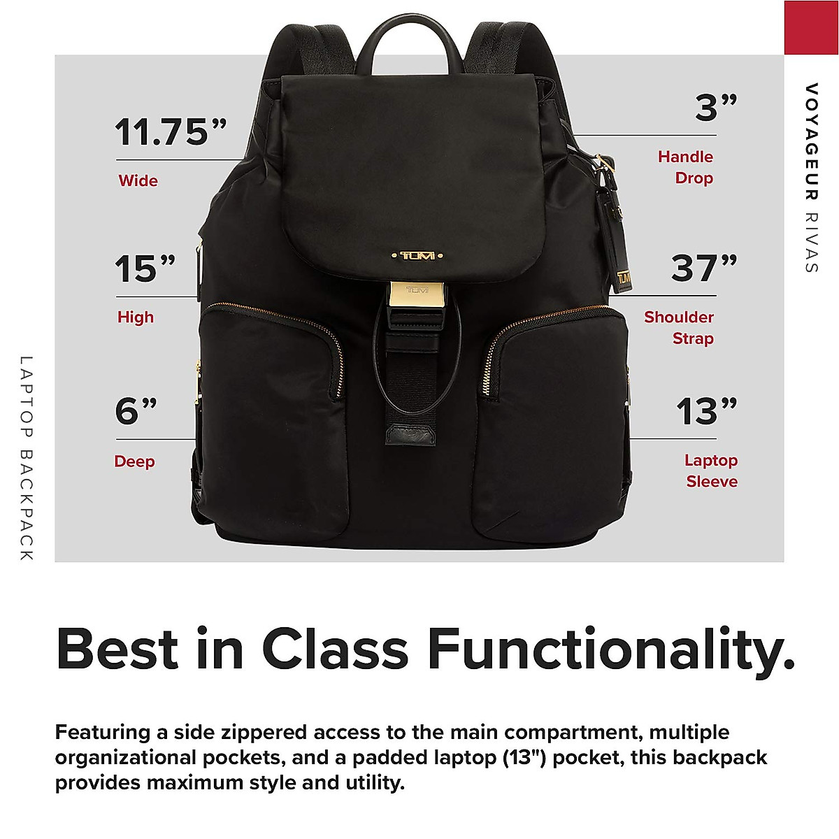 TUMI - Voyageur Rivas Backpack - 13 Inch Computer Bag for Women - Black