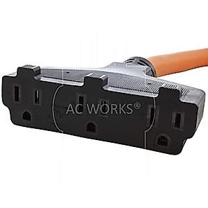AC WORKS L5-30 30Amp 3-Prong Locking Generator Distribution Cord (1.5FT L5-30 to Tri-Household Flexible)