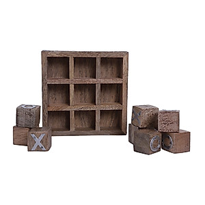 EARTHLY HOME Wooden Tic Tac Toe Game - Board Game - Table Top Living Room Decor Fun Game - Indoor Outdoor Adults Classic Travel Game (Black & White)