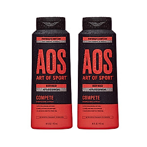 Art of Sport Men’s Body Wash, Charcoal Activated Shower Soap, Citrus Fragrance, Made with Natural Botanicals, Moisturizing Tea Tree Soap, Made for Athletes, Compete Scent, 16 fl oz (Pack of 2)